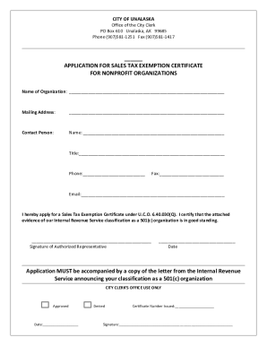 Fillable Online APPLICATION FOR SALES TAX EXEMPTION CERTIFICATE ... Fax ...