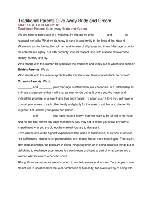 Fillable Online Presentation of the Bride - How To Be A Wedding ...