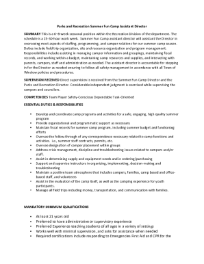 Fillable Online Summer Employment Interest Form Fax Email Print - pdfFiller