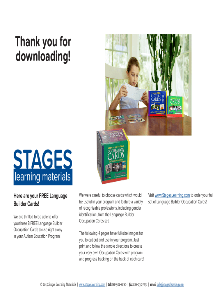 Fillable Online Stages Learning Materials Language Builder Picture Noun ...