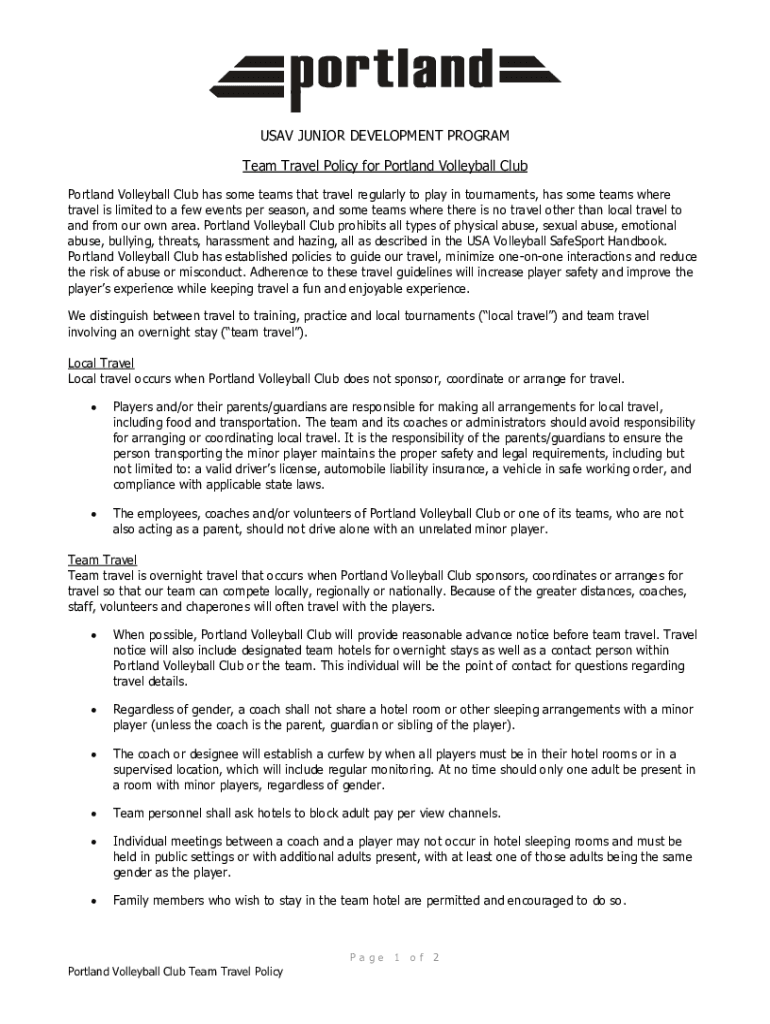 Fillable Online Sample Travel Policy for Clubs Fax Email Print - pdfFiller