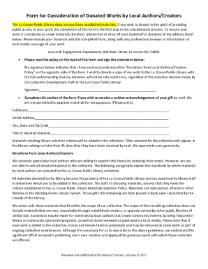 Fillable Online Form for Consideration of Donated Works by Local ...
