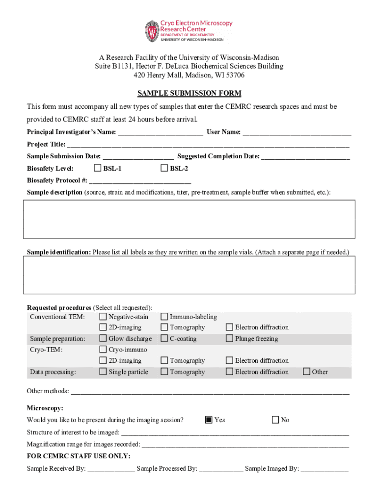 Fillable Online A Research Facility of the University of Wisconsin-Madison Fax Email Print ...