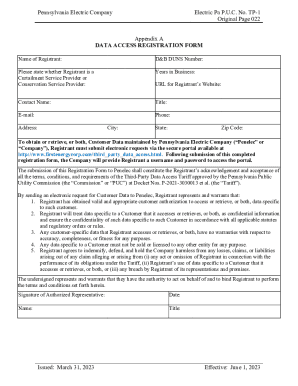 Fillable Online Penelec Third-Party Data Access Registration Form Fax ...