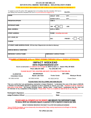 Fillable Online state of michigan sentencing order / referral ...