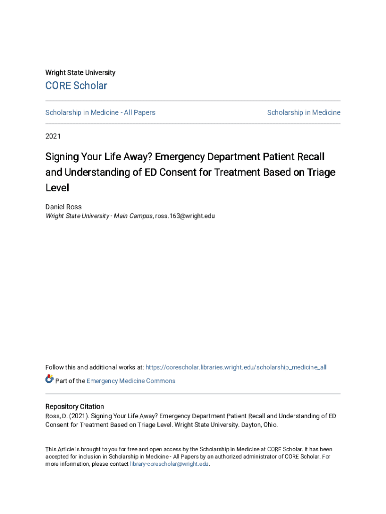 Fillable Online Signing Your Life Away? Emergency Department Patient ...