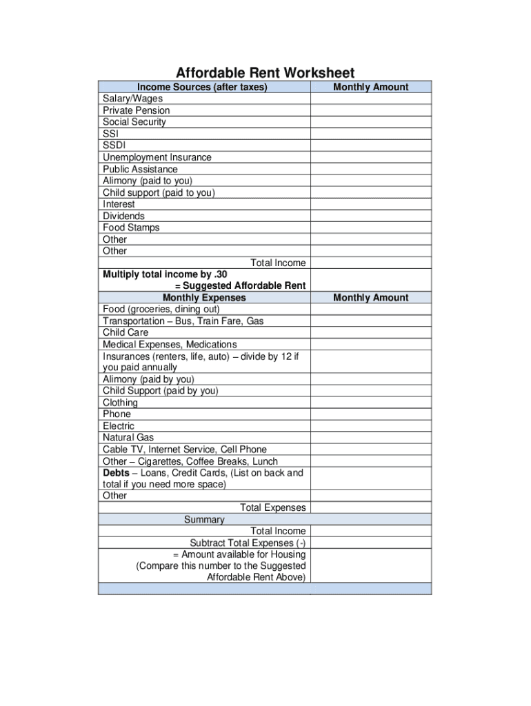 Fillable Online Income Sources (after taxes) Fax Email Print - pdfFiller