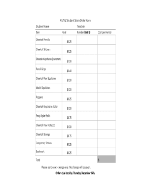 Fillable Online Student Store Order Form 19-20 Fax Email Print - pdfFiller