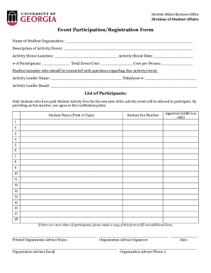 Fillable Online Event Participation/Registration Form Fax Email Print - pdfFiller