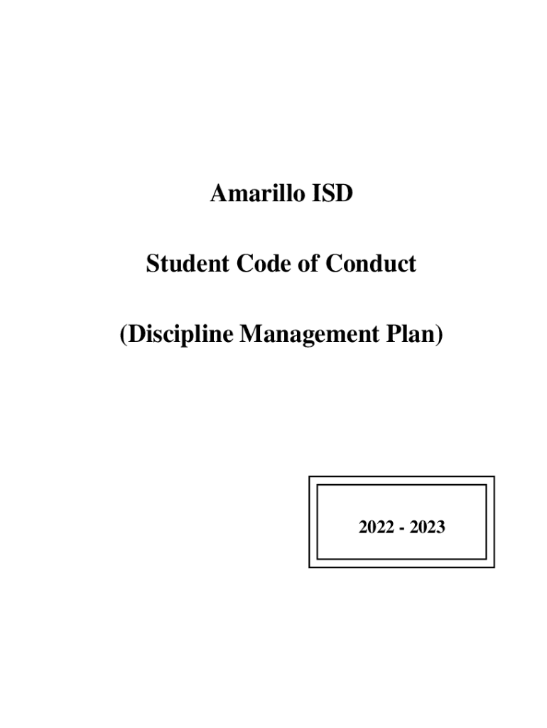 Fillable Online Amarillo ISD Student Code of Conduct (Discipline ...