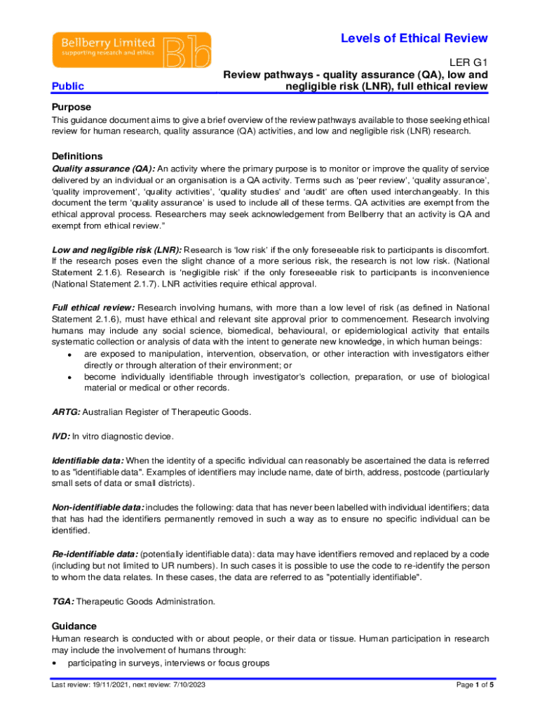 Fillable Online Review pathways - quality assurance (QA), low and ...