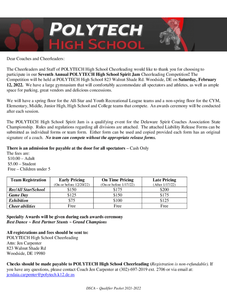 Fillable Online The Cheerleaders and Staff of POLYTECH High School ... Fax Email Print - pdfFiller