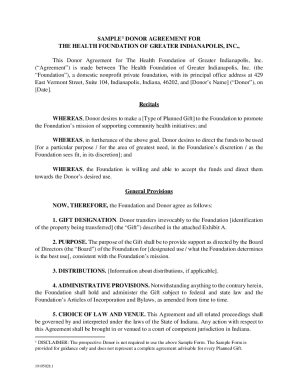 Fillable Online sample1 donor agreement for Fax Email Print - pdfFiller