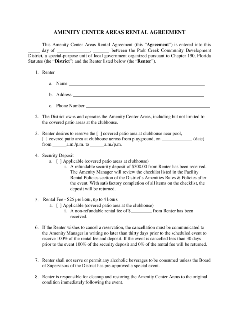 Amenity Form - Fill Online, Printable, Fillable, Blank | pdfFiller