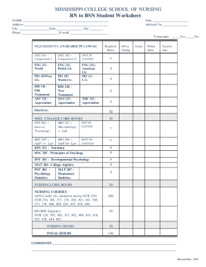 Fillable Online RN to BSN Student Worksheet Fax Email Print - pdfFiller