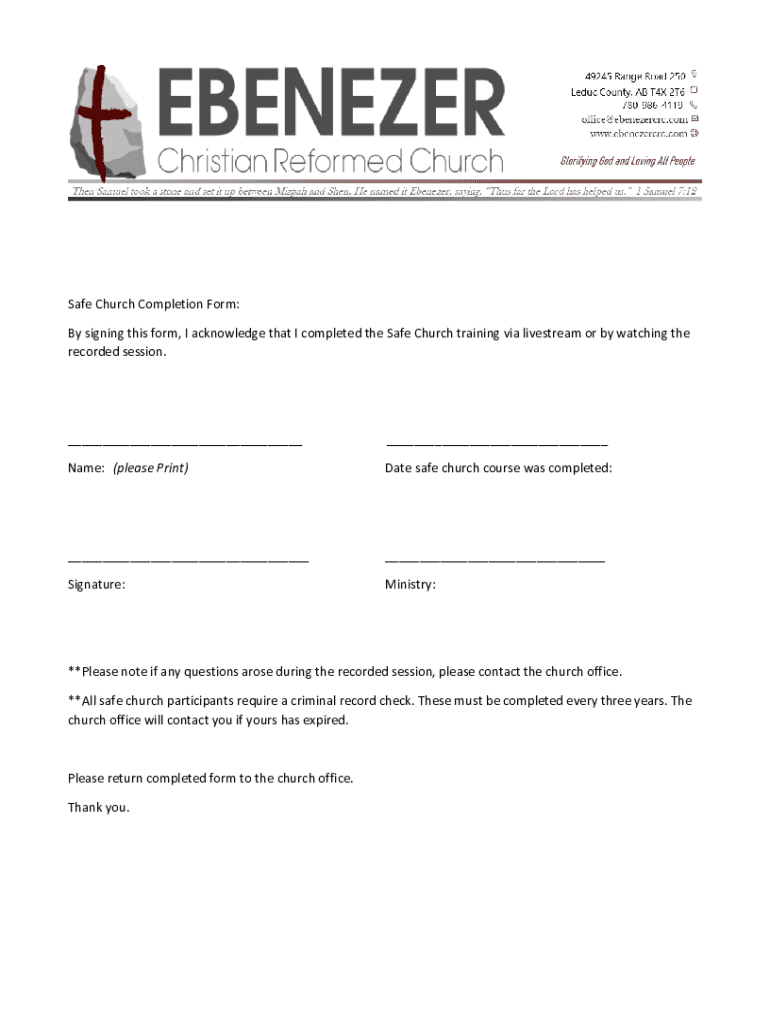 Fillable Online Safe Church Completion Form - cloudfront.net Fax Email ...
