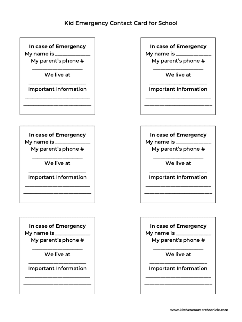 Fillable Online Student Emergency Form - Panther Valley High School Fax ...