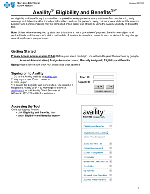 Fillable Online Availity E&B Tip sheet.NM.Admins Simp.Dec2012.docx Fax ...