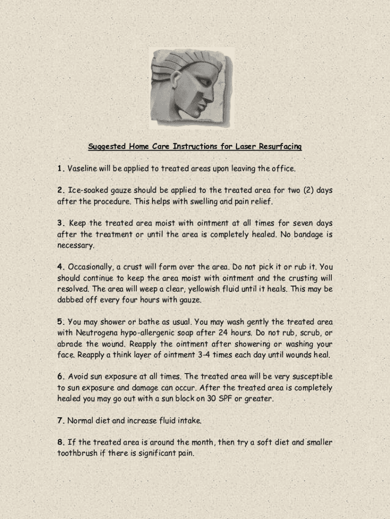 Fillable Online C02 Laser Facial Resurfacing Pre-Surgery Instructions ...