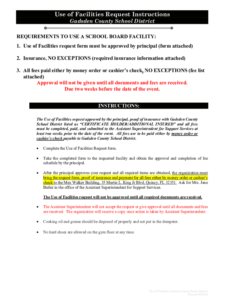 Fillable Online Use of Facilities Request Instructions - Connect Suite Fax Email Print - pdfFiller