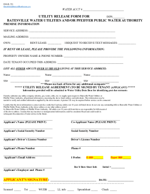 Fillable Online UTILITY RELEASE FORM Fax Email Print - pdfFiller