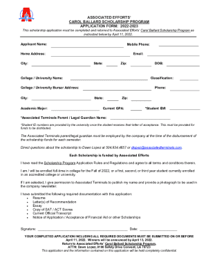 Fillable Online ASSOCIATED EFFORTS' CAROL BALLARD ... Fax Email Print ...