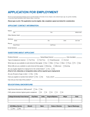 Fillable Online We are an equal opportunity employer and do not ...