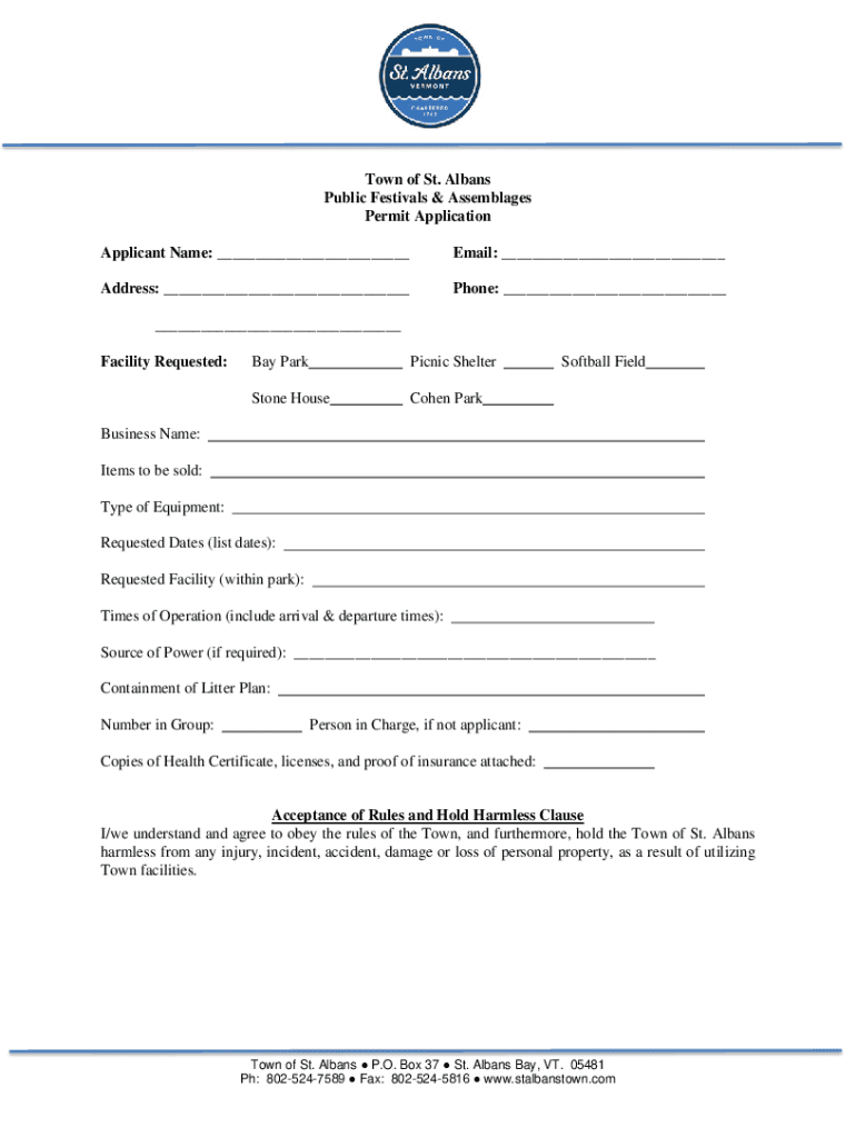 Fillable Online St. Albans Bay Park place to be for music, food this ...