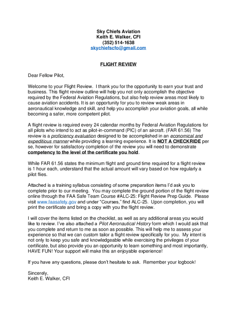 Fillable Online Flight Review Fax Email Print - pdfFiller
