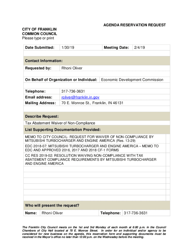 Fillable Online Tax Abatement Waiver of Non-Compliance Fax Email Print ...