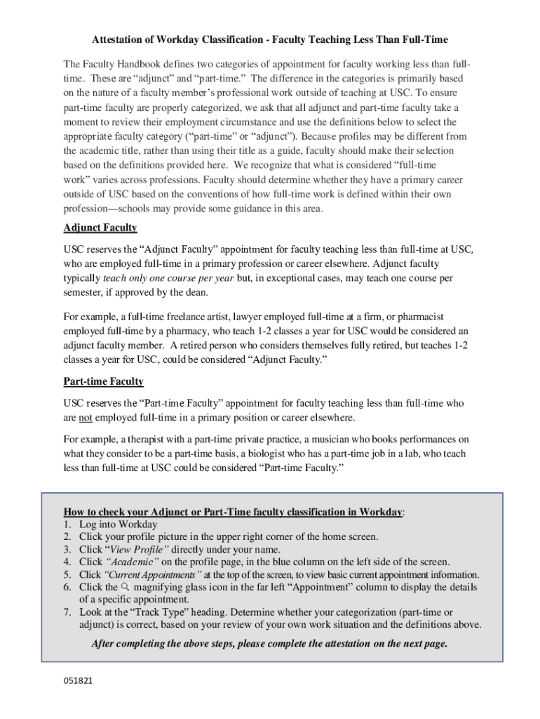 Fillable Online Attestation of Workday Classification - Faculty ...
