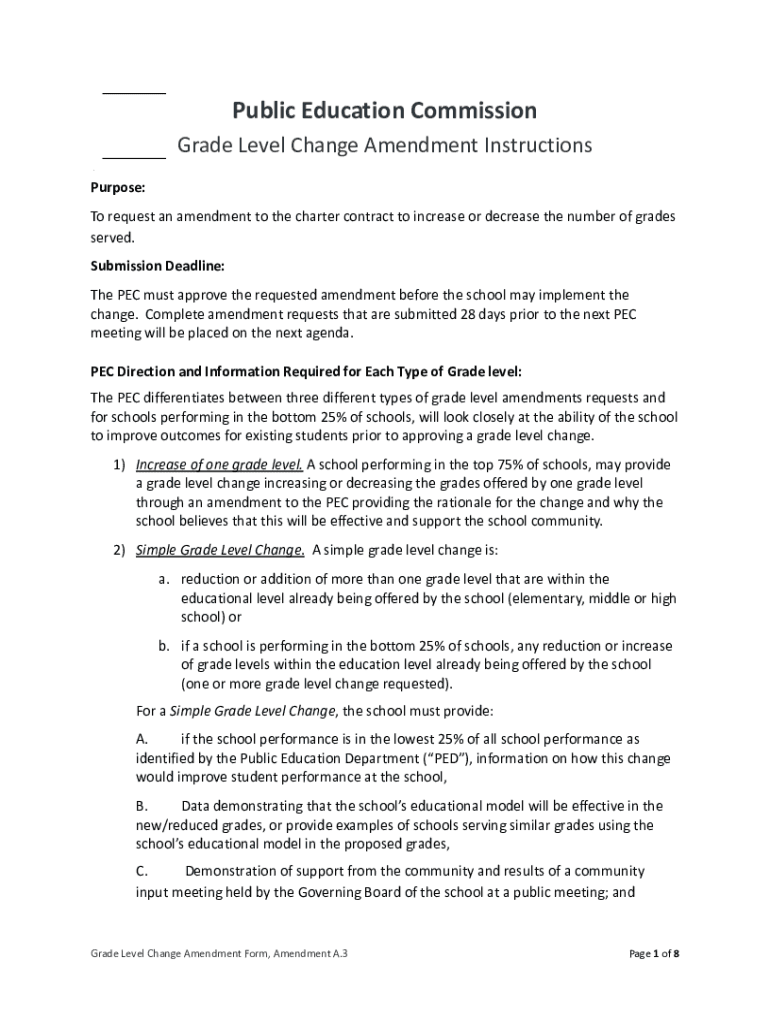 Fillable Online Grade Level Change Amendment Request Form Fax Email ...