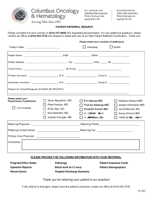 Fillable Online Patient Referral Request Fax Email Print - pdfFiller