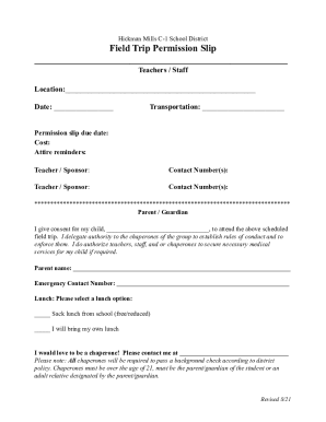 Fillable Online Hickman Mills C-1 School District - Field Trip Procedures Fax Email Print ...