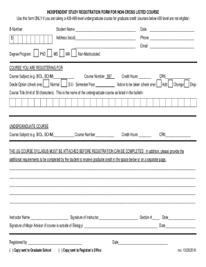 Fillable Online INDEPENDENT STUDY REGISTRATION FORM FOR NON ... Fax ...