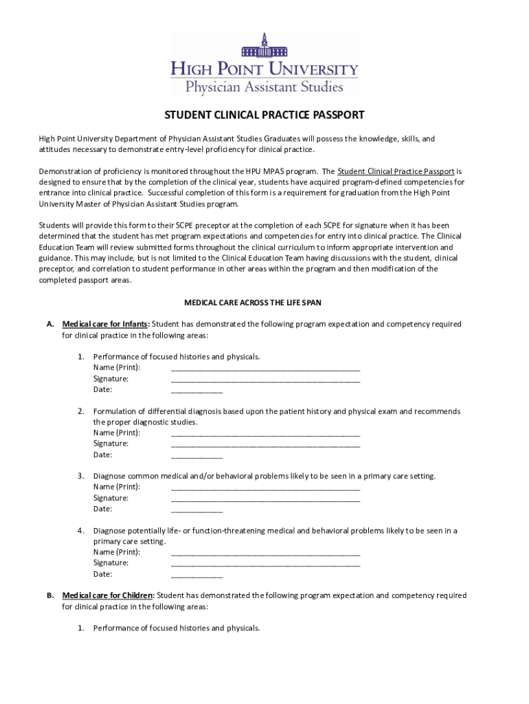Fillable Online STUDENT CLINICAL PRACTICE PASSPORT Fax Email Print ...