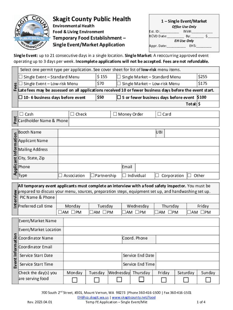 Fillable Online Skagit County Public Health - Commissary Agreement Fax ...