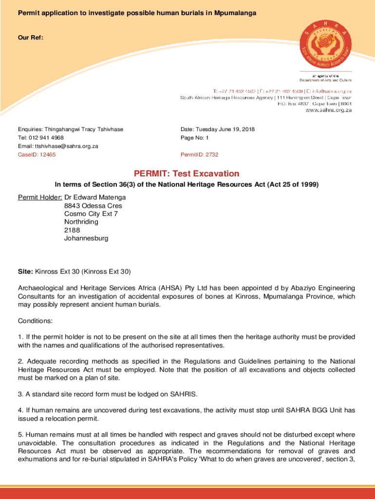 Fillable Online permit application for archaeological excavation of ...