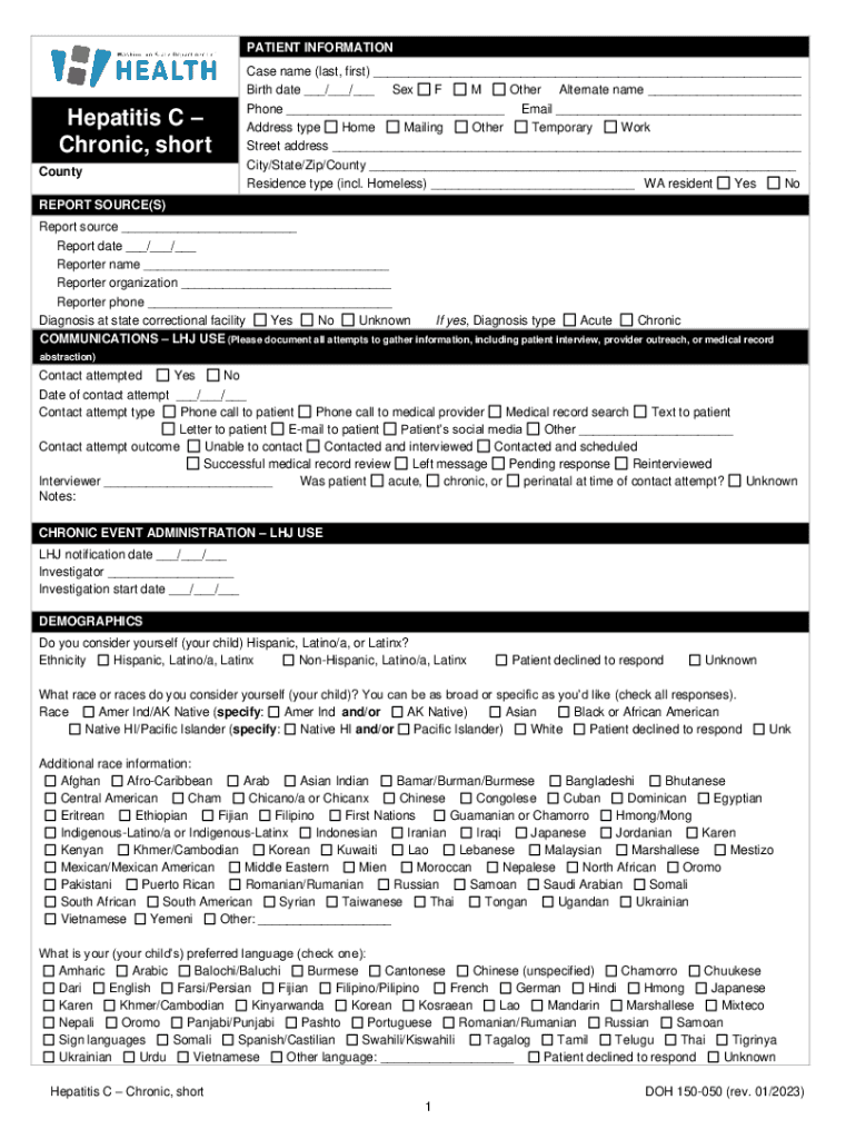Fillable Online doh wa Reporting Form for Chronic Hepatitis C - short ...