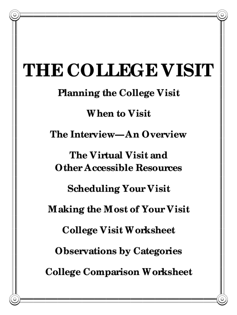 Fillable Online Campus Visit: Making the Most of Summer College Tours ...