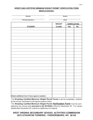 Fillable Online Wrestling Wt Verification. Wrestling Wt Verification ...