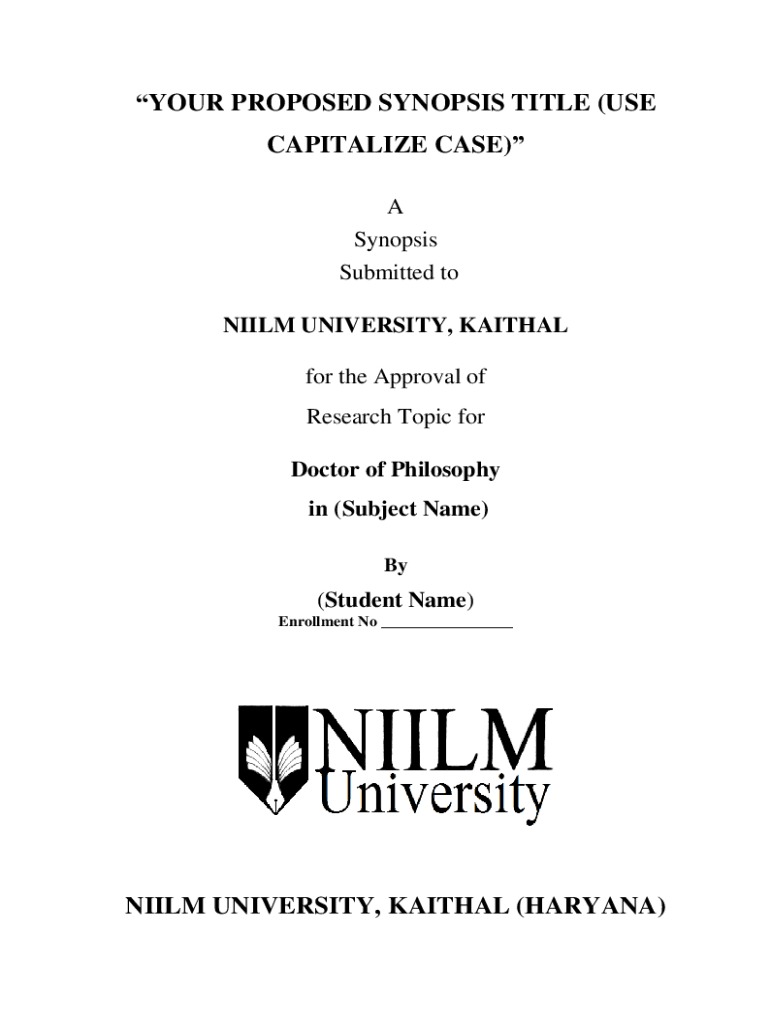 Fillable Online Guidelines for the Preparation of Ph.D. Synopsis Report ...