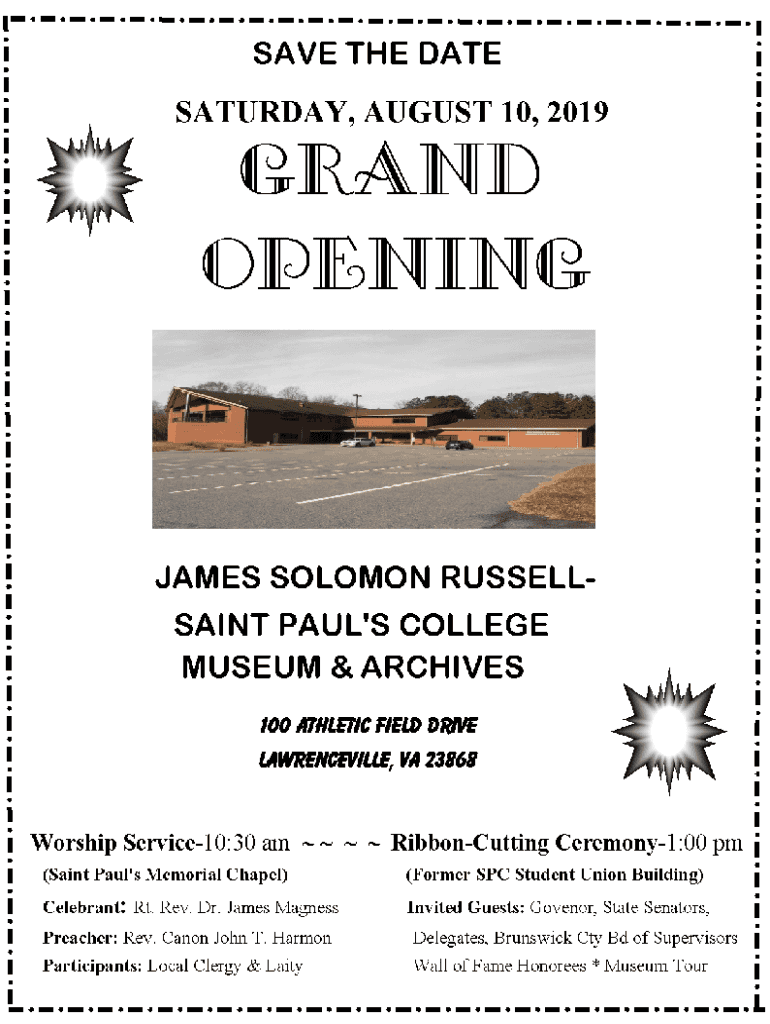 Fillable Online James Solomon Russell/Saint Paul's College Museum and ...