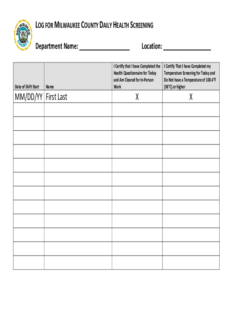 Fillable Online county milwaukee Staff Health Report - Licensed Child ...