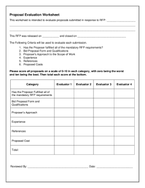 Fillable Online Proposal Evaluation Worksheet Fax Email Print - pdfFiller