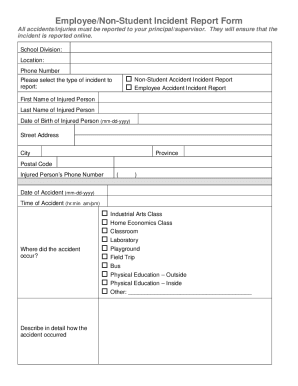 Fillable Online Employee/Non-Student Incident Report Form Fax Email ...
