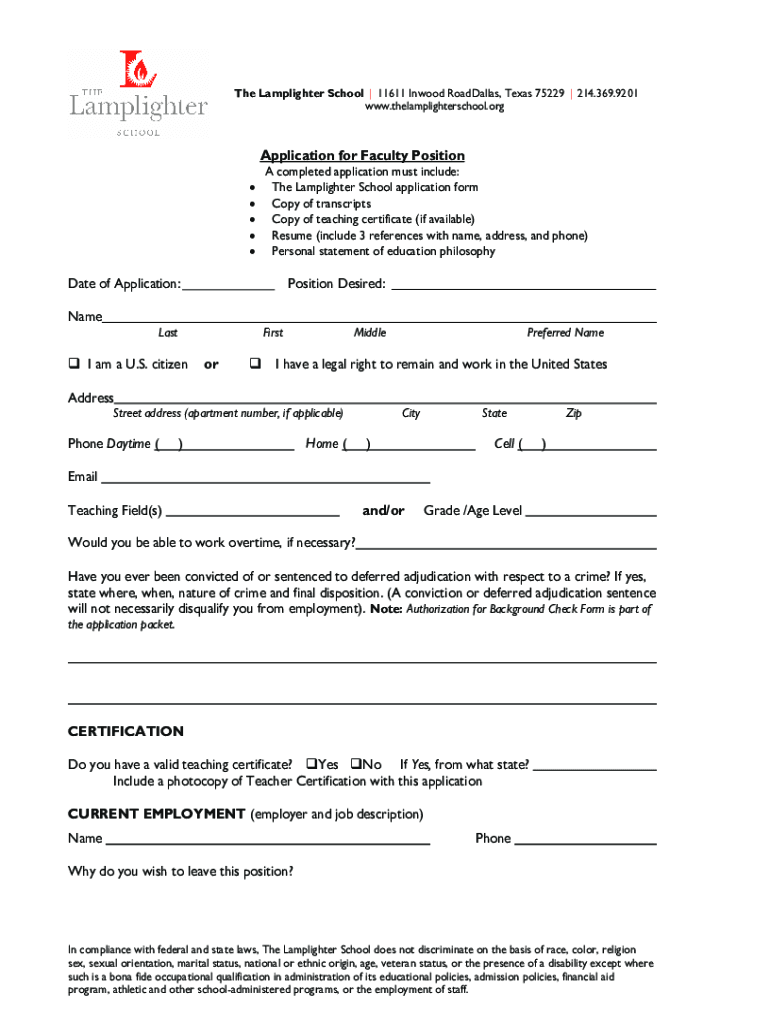 Fillable Online Get the free lamplighter school dallas form ...