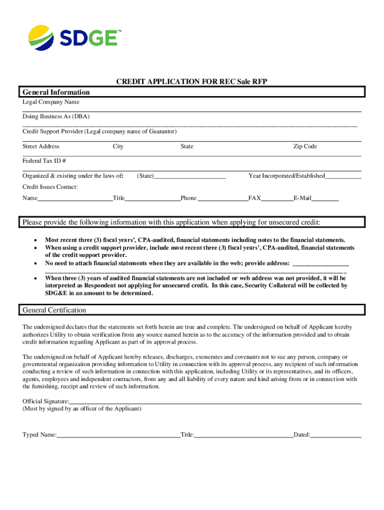 Fillable Online Sample Credit Application with Proprietor Authorization ...