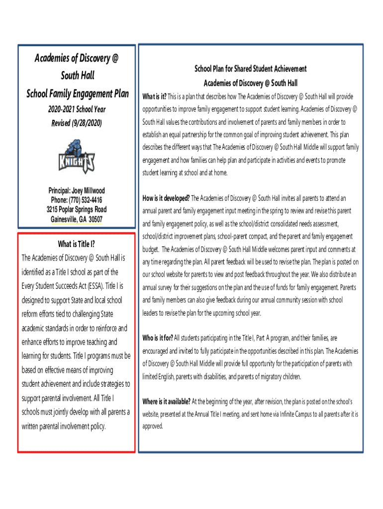 Fillable Online shms hallco Academies of DiscoverySouth Hall School Family ... Fax Email Print ...