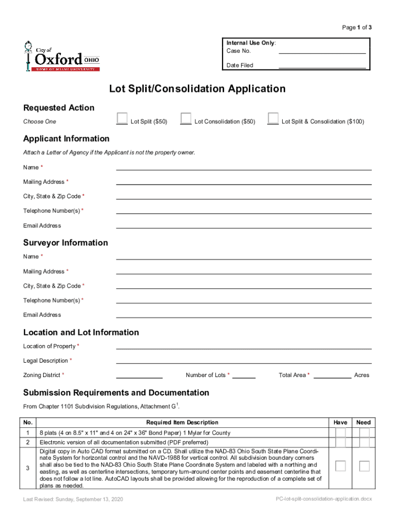 Fillable Online Lot Split/Consolidation Instructions and Application Fax Email Print - pdfFiller